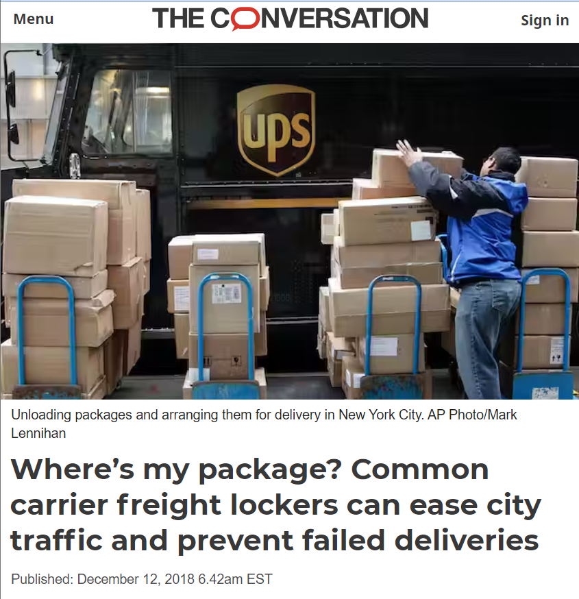 Where’s My Package? Common Carrier Freight Lockers Can Ease City Traffic and Prevent Failed ...